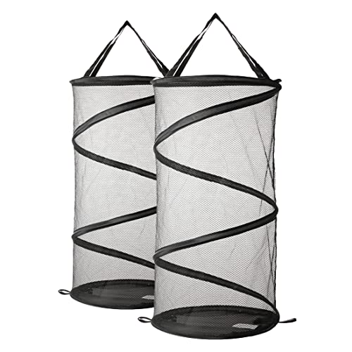 MINISO Collapsible Laundry Hamper - 2PCS Mesh Pop-Up Baskets, Easy Carry Handles, Foldable Dirty Clothes Bin, Large for College Dorm, Laundry Room, Bedroom, Kids Room, Black