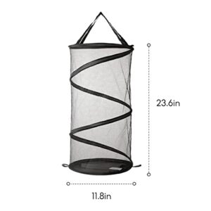 MINISO Collapsible Laundry Hamper - 2PCS Mesh Pop-Up Baskets, Easy Carry Handles, Foldable Dirty Clothes Bin, Large for College Dorm, Laundry Room, Bedroom, Kids Room, Black