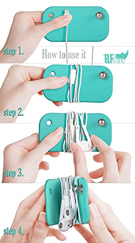 ELFRhino Cord Organizer Earbud Holder Earphones Headphones Winder Keeper Earbuds Case Storage Wrap Headset Keeper Cord Manager Cable Organizer(Blue+Pink+Black+White)