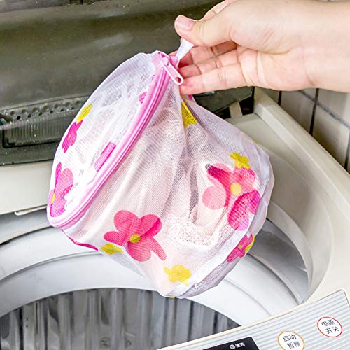 Cabilock Laundry Basket 5pcs Underwear Wash Mesh Bag Mesh Bra Laundry Bag Thickened Zippered Mesh Laundry Bags Bra Lingerie Panties Washing Bags Foldable Underwear Washing Bag for Women Girl White