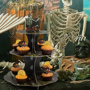 Skull Pirate Cupcake Stand for Halloween Theme Party Decorations Cake Serving Tray for Pirate Skeleton Wedding Birthday Cosplay Party Supplies