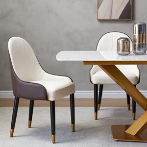 HomSof Sintered Stone, Carrara Color Modern Dinning Table with Solid Carbon Stell Base 63", 1 Piece, White+Gold+Brown