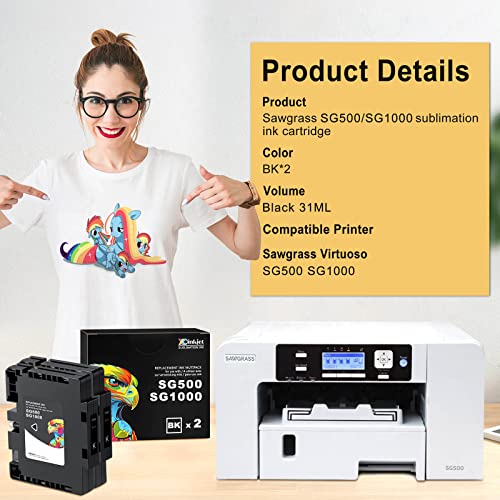 Xcinkjet New Sublimation Ink Cartridge Compatible with Sawgrass Virtuoso SG500 SG1000 Printers(2*Black)