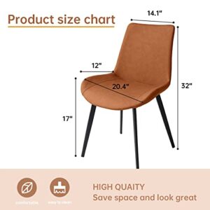 HIPIHOM Dining Chairs Set of 4,Modern Kitchen Dining Room Chairs,Upholstered Dining Accent Side Chairs in Faux Leather Cushion Seat and Sturdy Metal Legs,Brown