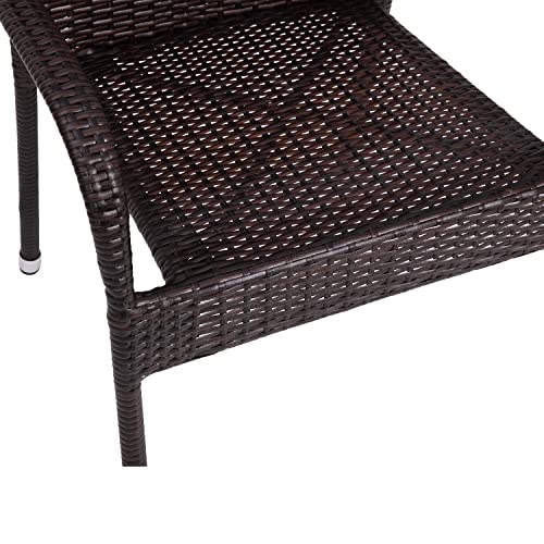 Flash Furniture Maxim Wicker Indoor/Outdoor Dining Chairs with Arms - Espresso Wicker Wrapped Steel Frames - Fade & Weather Resistant-For Deck or Backyard - Set of 2