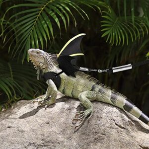 Bearded Dragon Harness Leash, Leather Lizard Traction Belt Adjustable Reptile Leash with Wings for Lizard Amphibians