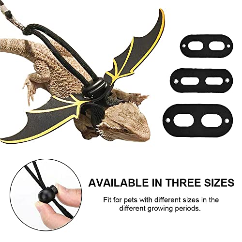 Bearded Dragon Harness Leash, Leather Lizard Traction Belt Adjustable Reptile Leash with Wings for Lizard Amphibians