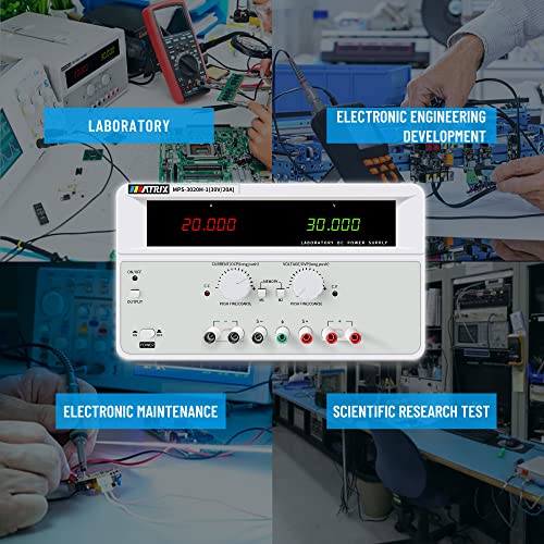 DC Laboratory Power Supply with OVP/OCP, MATRIX Laboratory Power Supply 30V 10a, 5-Digit Display high-Precision Power Pack, Adjustable Power Pack with Memory Function, (30V 20A)