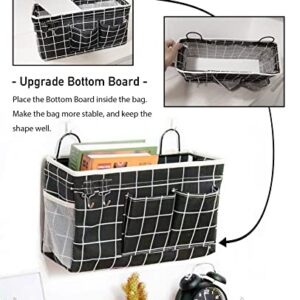 Kanrichu 2pcs Large Wall Hanging Organizer Bag, Linen Fabric Door Hanging Storage Baskets with Pockets, Waterproof Bin for Kitchen, Bedroom, Office, RV Camper (Gray)