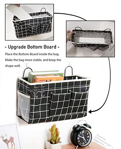 Kanrichu 2pcs Large Wall Hanging Organizer Bag, Linen Fabric Door Hanging Storage Baskets with Pockets, Waterproof Bin for Kitchen, Bedroom, Office, RV Camper (Gray)