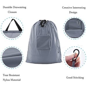 WEIWODUZUN Collapsible Travel Laundry Bag, Dirty Clothes Bag 【Simple】 with Handles and Aluminum Carabiner, Laundry Bag for Travel, Camp, Fitness, and Students Garment Bag