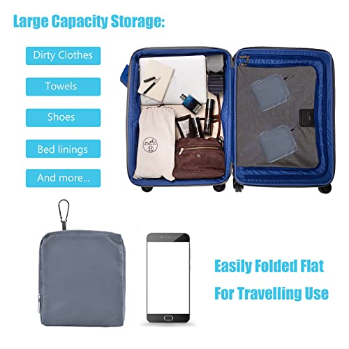 WEIWODUZUN Collapsible Travel Laundry Bag, Dirty Clothes Bag 【Simple】 with Handles and Aluminum Carabiner, Laundry Bag for Travel, Camp, Fitness, and Students Garment Bag