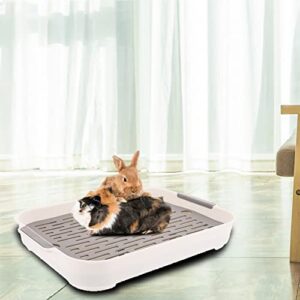 kathson Rabbit Litter Box Guinea Pig Training Litter Box Pet Toilet Potty Tray Small Animals Small Corner Litter Pan for Bunny Hamster Ferret Chinchilla Hedgehog（Writer）