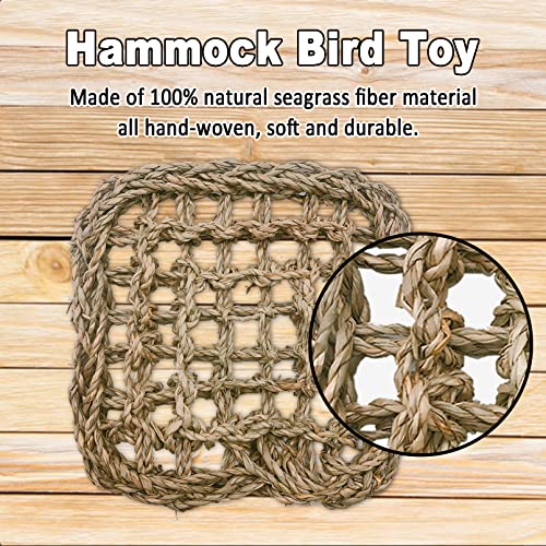 Tfwadmx Bird Seagrass Hammock Tent Parrot Hanging Nest House Cockatoo Foraging Climbing Mat Hut Hideout Shed Sheltering for Parakeets,Lovebirds,Other Small and Medium Birds