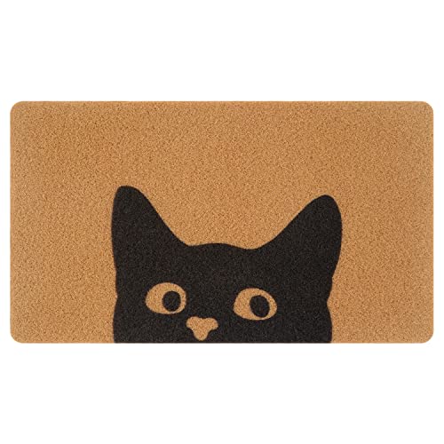 UINI Door Mat Outdoor Indoor Welcome Mats, Cute Cat Front Doormat, Non Slip Durable Entrance Rugs for Front Door, Inside Outside Entry, Porch, Resist Dirt, 17" x 30", Easy to Clean