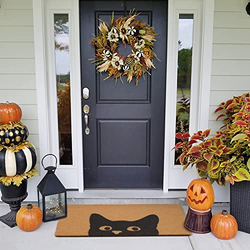 UINI Door Mat Outdoor Indoor Welcome Mats, Cute Cat Front Doormat, Non Slip Durable Entrance Rugs for Front Door, Inside Outside Entry, Porch, Resist Dirt, 17" x 30", Easy to Clean