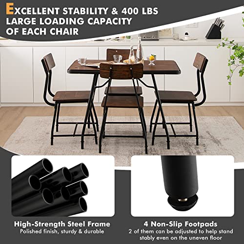 GOFLAME Dining Chair Set of 4, Kitchen Side Chairs with Sturdy Metal Legs, Adjustable Non-Slip Footpads, Ergonomic Backrest, Vintage Kitchen armless Chair for Restaurant, Dining Room