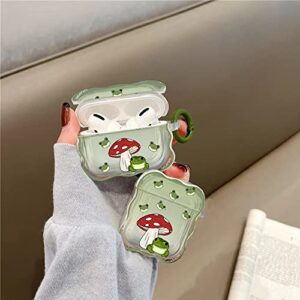 LALAPOPO Compatible with Airpods Case Frog, Cute Case with Keychain for Women Girls Clear Thin Soft Silicone Kawaii Cartoon Protective Cover for AirPods 2&1 Charging Case