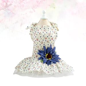 Dog Wedding Dress Dog Dress Floral Princess Tutu Skirt Clothes for Small Dogs Cats Pet Clothes Outfits Dog Costume for Birthday Wedding Blue L Smocked Dress