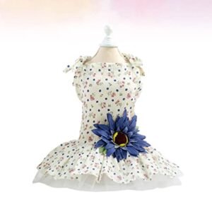 Dog Wedding Dress Dog Dress Floral Princess Tutu Skirt Clothes for Small Dogs Cats Pet Clothes Outfits Dog Costume for Birthday Wedding Blue L Smocked Dress