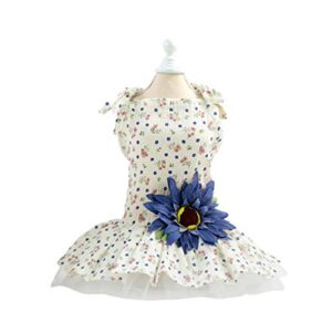 Dog Wedding Dress Dog Dress Floral Princess Tutu Skirt Clothes for Small Dogs Cats Pet Clothes Outfits Dog Costume for Birthday Wedding Blue L Smocked Dress