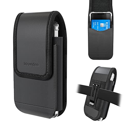 Stronden Holster for iPhone 14 Plus, 14 Pro Max, 13 Pro Max, 12 Pro Max, 11 Pro Max - Leather Holster w/Belt Clip, Magnetic Closure Pouch w/Built in Card Holder (Fits Slim/Thin Case only)