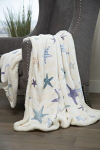 carstens starfish coastal plush sherpa throw blanket 54" x 68", white