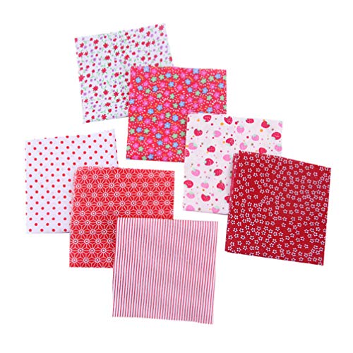 ABOOFAN Cotton Sheets Cotton Sheets Craft Fabric Bundle Patchwork Squares Floral Printed Cotton Craft Fabric for Home Cloth DIY Artcraft Accessory (Red) Floral Bed Sheets Cotton Bed Sheets