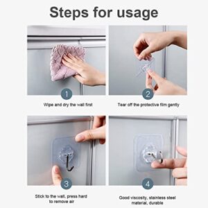 Wall Adhesive Hooks, Wall Hooks for Hanging, Heavy Duty Hooks Adhesive Wall Hooks, Self Adhesive Hooks , Clear Hooks -22lbs, Bathroom Hooks for Wall,Kitchen Cabinet Hooks, Utility Hooks (30 Pieces)