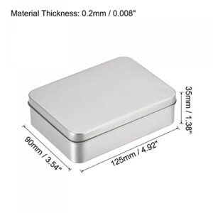 uxcell Metal Tin Box, 6pcs 4.92" x 3.54" x 1.38" Rectangular Empty Tinplate Storage Containers with Lids, Silver Tone