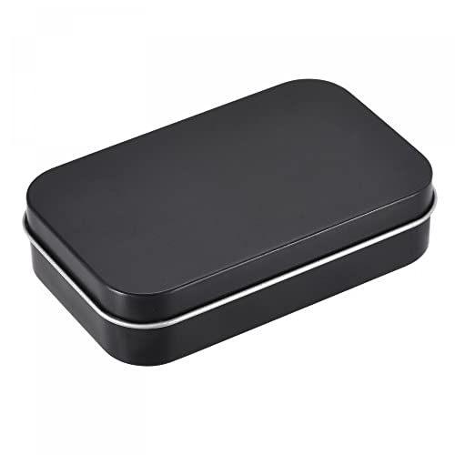 uxcell Metal Tin Box, 2pcs 3.74" x 2.36" x 0.87" Rectangular Empty Tinplate Storage Containers with Lids, Black