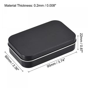 uxcell Metal Tin Box, 2pcs 3.74" x 2.36" x 0.87" Rectangular Empty Tinplate Storage Containers with Lids, Black