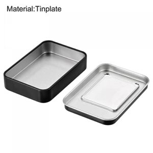 uxcell Metal Tin Box, 3.43" x 2.36" x 0.71" Rectangular Empty Tinplate Storage Containers with Clear Window Lids, Black