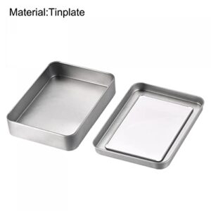 uxcell Metal Tin Box, 4.53" x 3.35" x 0.87" Rectangular Empty Tinplate Storage Containers with Clear Lids, Silver Tone