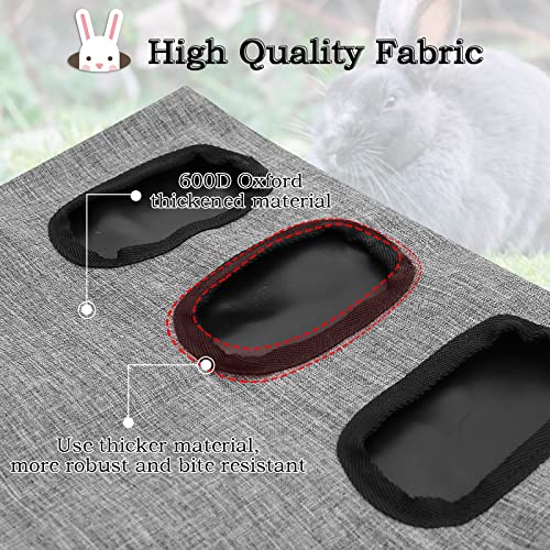 Guinea Pig Hay Bag Rabbit Feeding Bag, Rabbit Hay Feeder, 3 Holes Small Animal Hay Feeder Bag Hanging Feeder Bag Storage Strap for Chinchilla Hamster Rabbit Guinea Pig Small Pets (Grey)