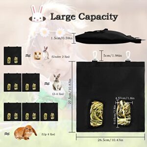 Rabbit Hay Feeder, Rabbit Hay Bag for Rabbit, Guinea Pig Hay Bag Rabbit Feeder Bag, Large Capacity 600D Oxford Cloth Fabric Hanging Hay Feeder Bag for Small Animals (Black)