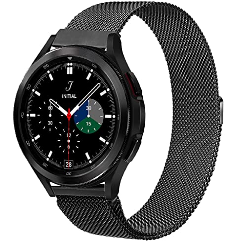 OTOPO Galaxy Watch 4/6 Classic Bands 47mm 46mm 43mm 42mm, Watch 6/5/4 Band 44mm 40mm,Watch 5 Pro Bands, 20mm Metal Mesh Stainless Steel Replacement Strap Bands for Men Women Black