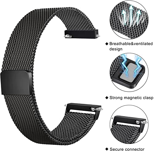 OTOPO Galaxy Watch 4/6 Classic Bands 47mm 46mm 43mm 42mm, Watch 6/5/4 Band 44mm 40mm,Watch 5 Pro Bands, 20mm Metal Mesh Stainless Steel Replacement Strap Bands for Men Women Black