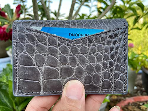 Double side Grey Crocodile Alligator leather skin Credit Cardholder, leather credit cardcase, leather creditcard cover