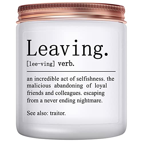 Funny Going Away Gift for Coworker- Farewell Gifts for Coworker, Leaving Definition Candle for Him or Her, Naughty New Job Gifts for Women, Lavender Scented Candles