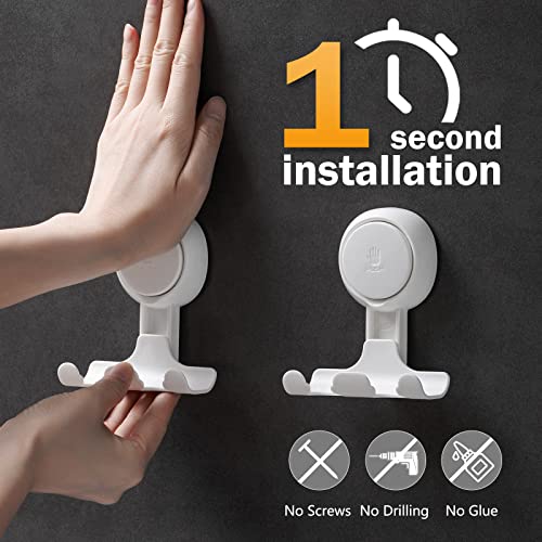 LEVERLOC Razor Holder for Shower 2 Pack, Suction Cup Hooks Powerful Vacuum Suction Hooks Removable and Reusable Shower Razor Hooks for Bathroom & Kitchen Shower Hooks