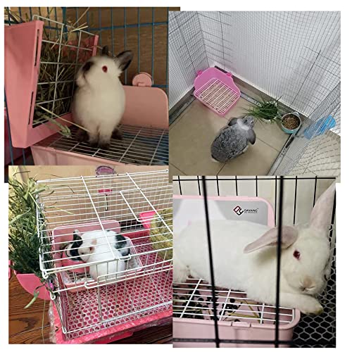 MUYG 11Pcs Rabbit Litter Box Toilet,Bunny Corner Litter Bedding Plastic Square Grate Guinea Pig Bunny Ferret Hamster Hedgehog, Potty Trainer Bedding Box for Guinea Pig Ferret Hamster Hedgehog (Pink)