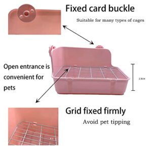 MUYG 11Pcs Rabbit Litter Box Toilet,Bunny Corner Litter Bedding Plastic Square Grate Guinea Pig Bunny Ferret Hamster Hedgehog, Potty Trainer Bedding Box for Guinea Pig Ferret Hamster Hedgehog (Pink)