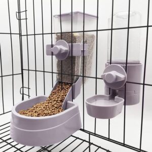 bnosdm rabbit automatic food feeder and water dispenser bunny gravity feeding station waterer set hanging self-dispensing feeder for ferret,guinea pigs chinchillas kittens