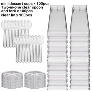 Tisovixo Clear Dessert Cups with Lids and Spoons, 100 Pack 5.4oz Mini Dessert Cups,Parfait Appetizer Cup, Reusable Mini Tumbler Serving Cups for Party Desserts Halloween Thanksgiving Christmas