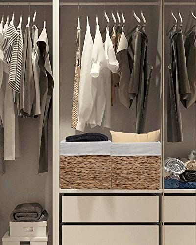 Tegance Water Hyacinth Wicker Storage Baskets, Hand-Woven Cube Storage Baskets with Linings for Shelves,Living Room, Bathroom, Bedroom, 12x12x12 inches, 2 Pack