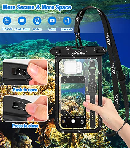 MoKo Large Waterproof Phone Pouch, 9.45 * 6.1 Inch Waterproof Phone Holder Dry Bag for iPhone 13/13 Pro Max/iPhone 12/12 Pro Max/11 Pro Max, X/Xr/Xs Max/SE 3, Black