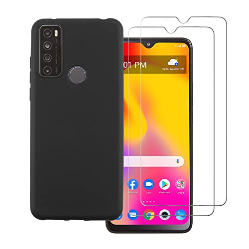 [2-Pack] Tznzxm for TCL 30 XL Tempered Glass Screen Protector,TCL 30 XL Case, TCL 30 XL Phone case, Flexible Soft TPU Scratch Resistant Non-Slip Back Cover Rubber Slim Case for TCL 30 XL (T701DL)