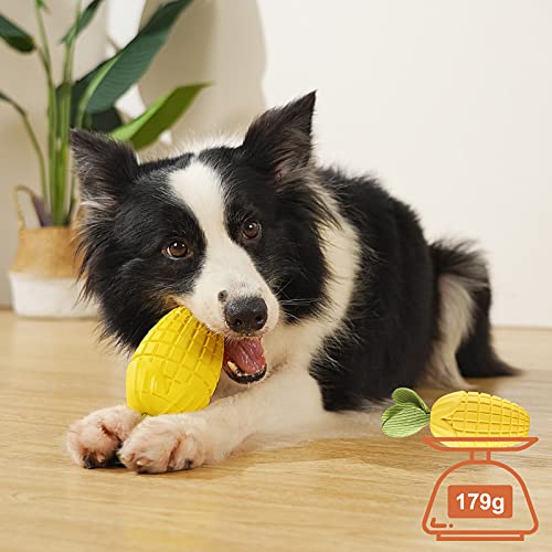 PETSTA Squeaky Dog Toys for Aggressive Chewer Large Medium Small Breed Dog, Tough Durable Dog Chew Toys with Non-Toxic Natural Rubber for Teething (Corn-Eggplant-Radish)