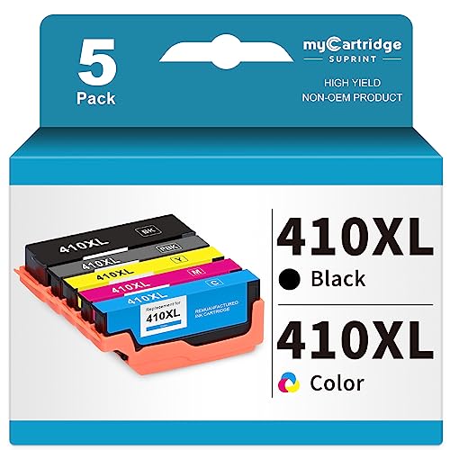 MYCARTRIDGE SUPRINT 410XL Remanufactured Ink Cartridge Replacement for EPSON 410 XL 410XL for Expression XP-7100 XP-830 XP-640 Printer Black Cyan Magenta Yellow Photo Black Combo Pack 410 XL Ink